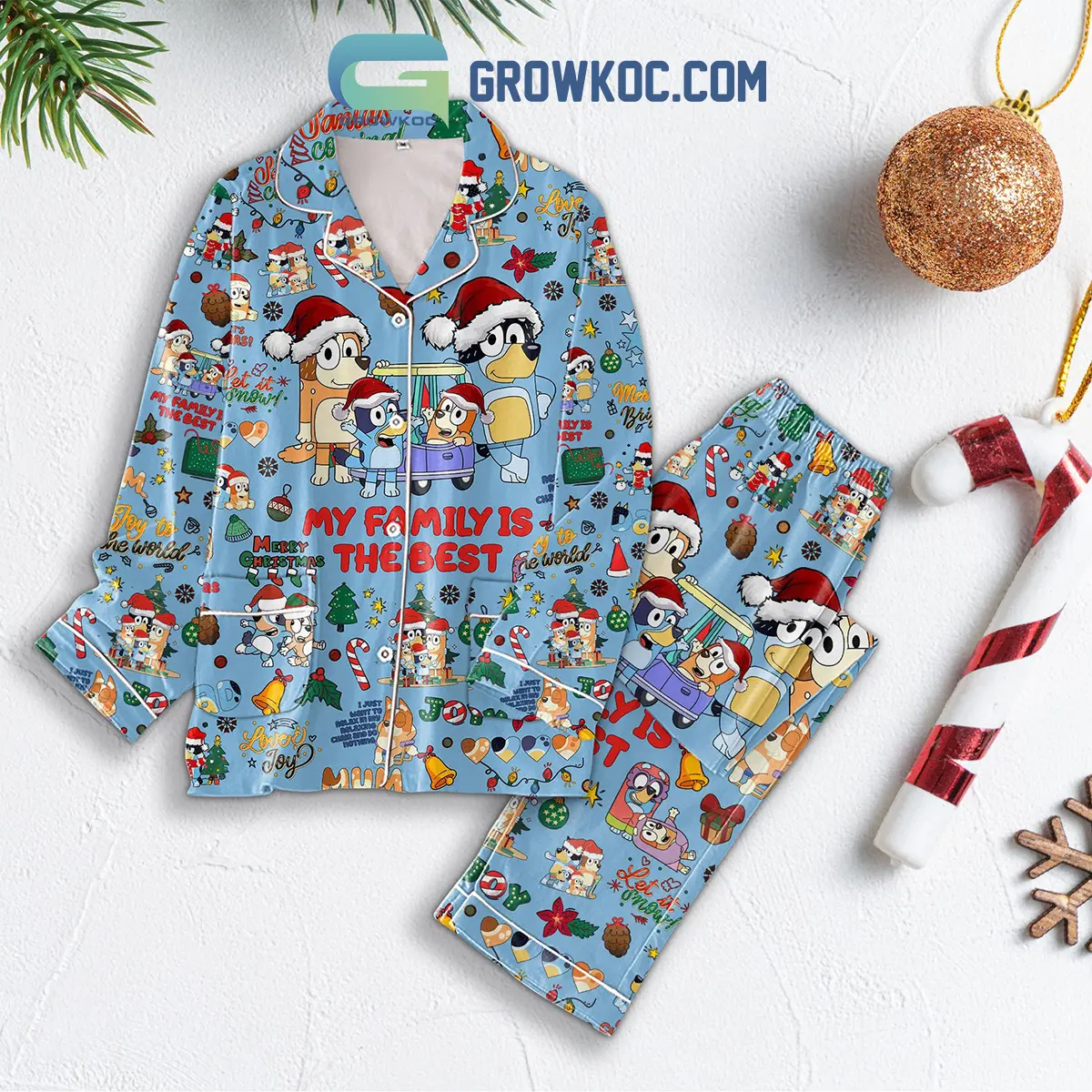 Bluey My Family Is The Best Merry Christmas Pajamas Set - Hearthtops Store