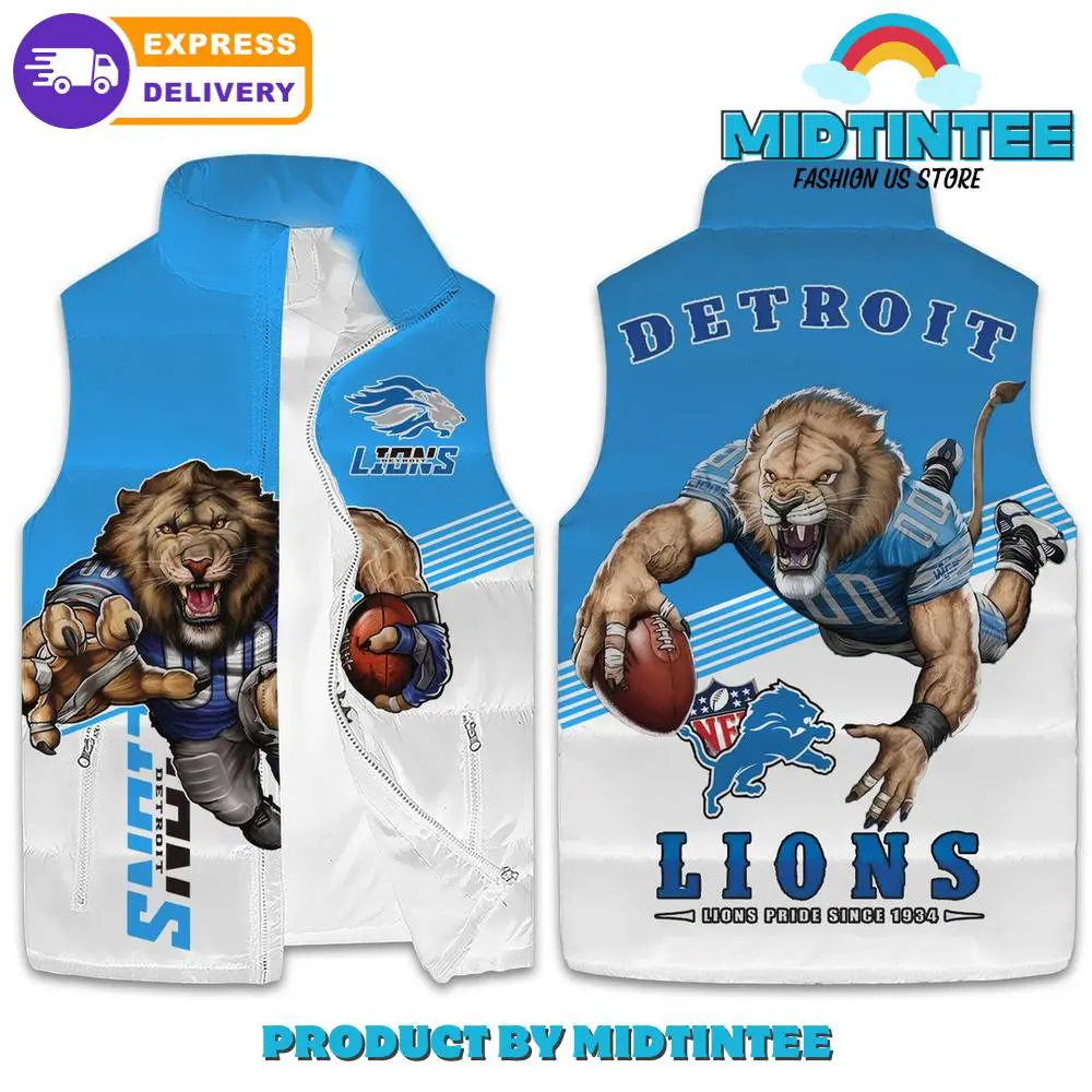 Detroit Lions Nfl Football Team Blue White Cotton Vest - Hearthtops Store