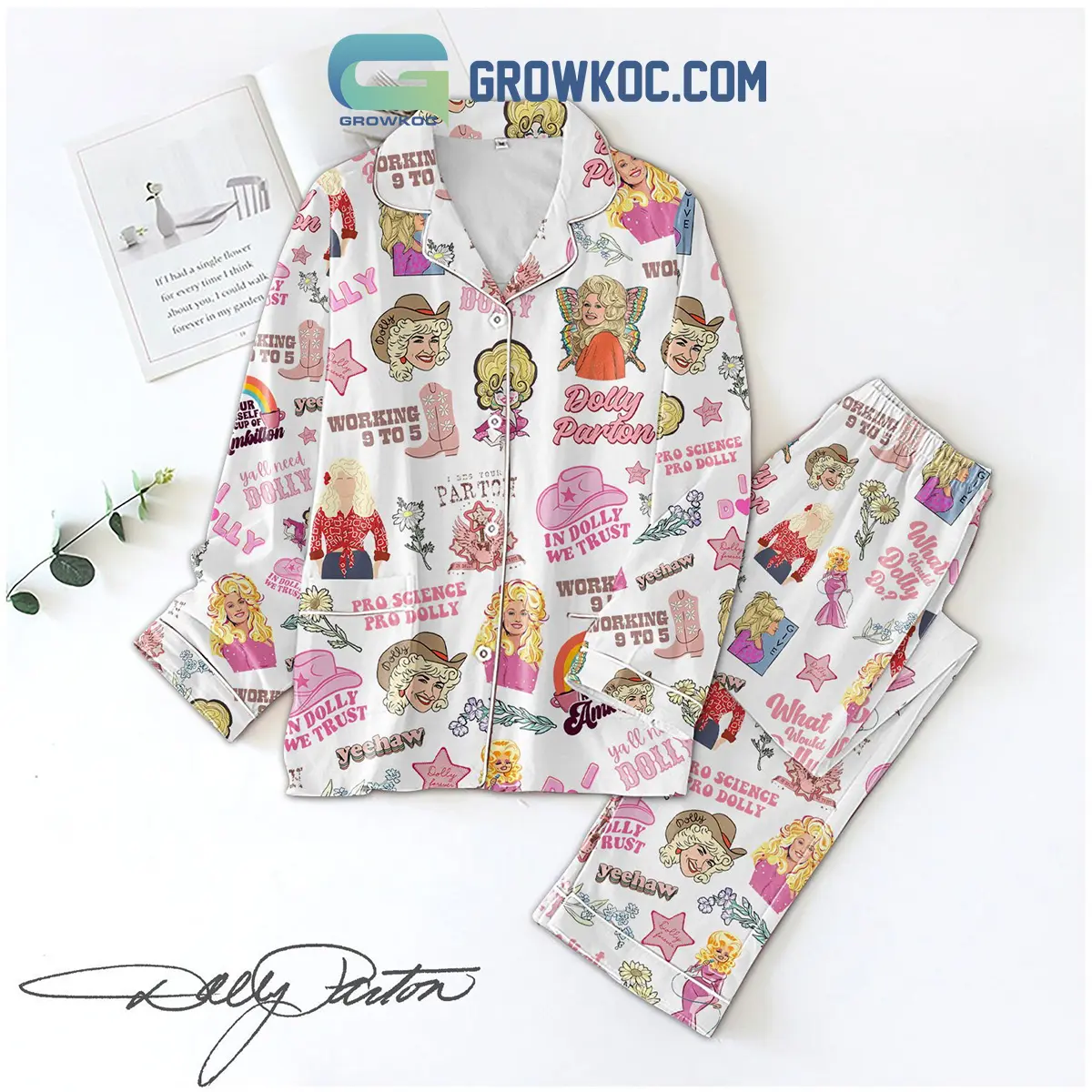 Dolly Parton In Dolly We Trust Polyester Pajamas Set - Hearthtops Store