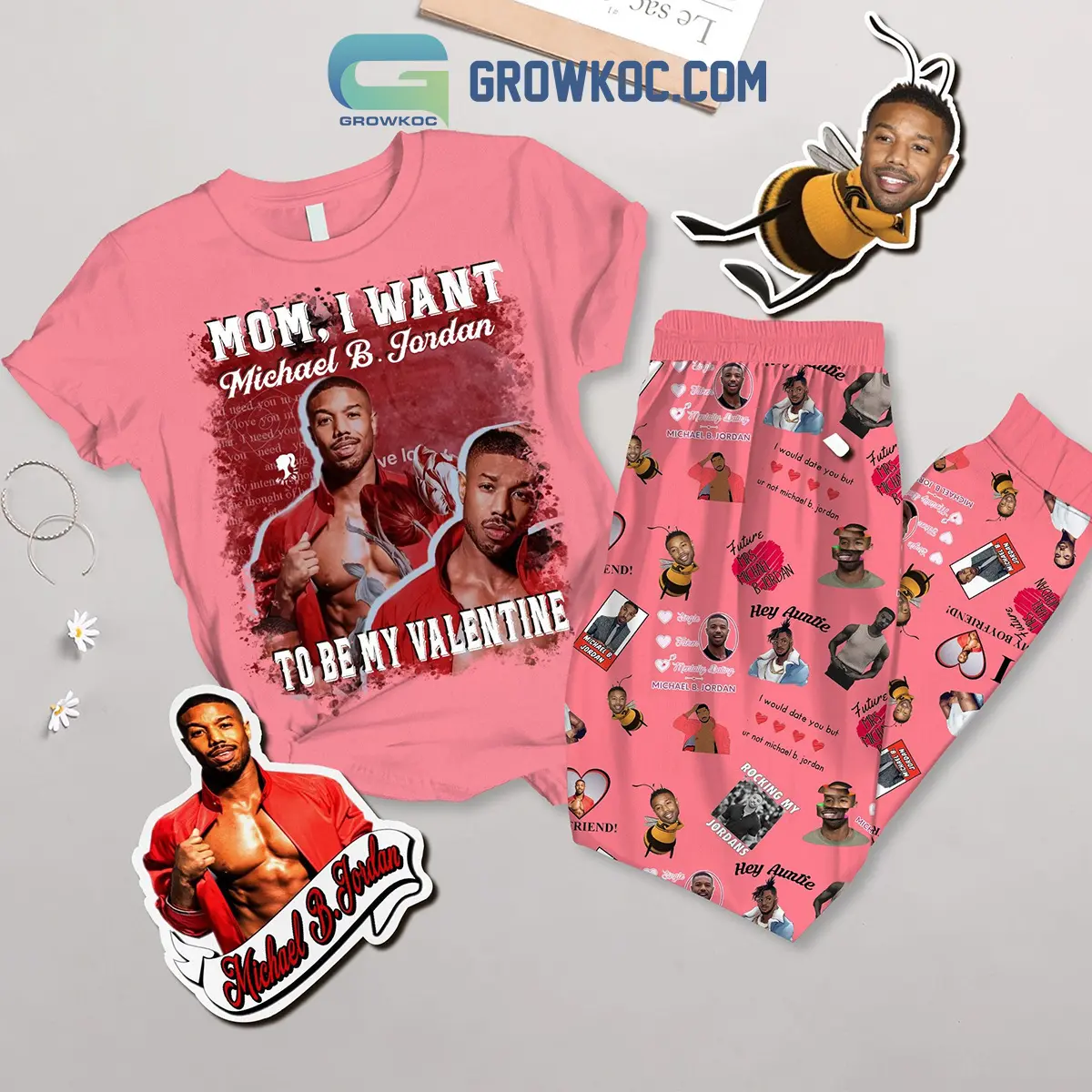 Michael B. Jordan My Valentine Fleece Pajamas Set - Hearthtops Store