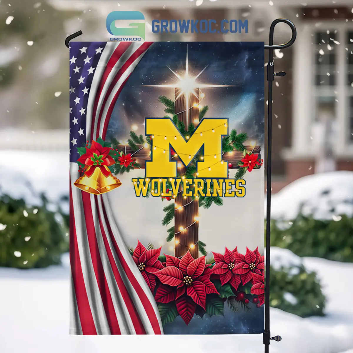 Michigan Wolverines NCAA Jesus Christmas House Garden Flags ...