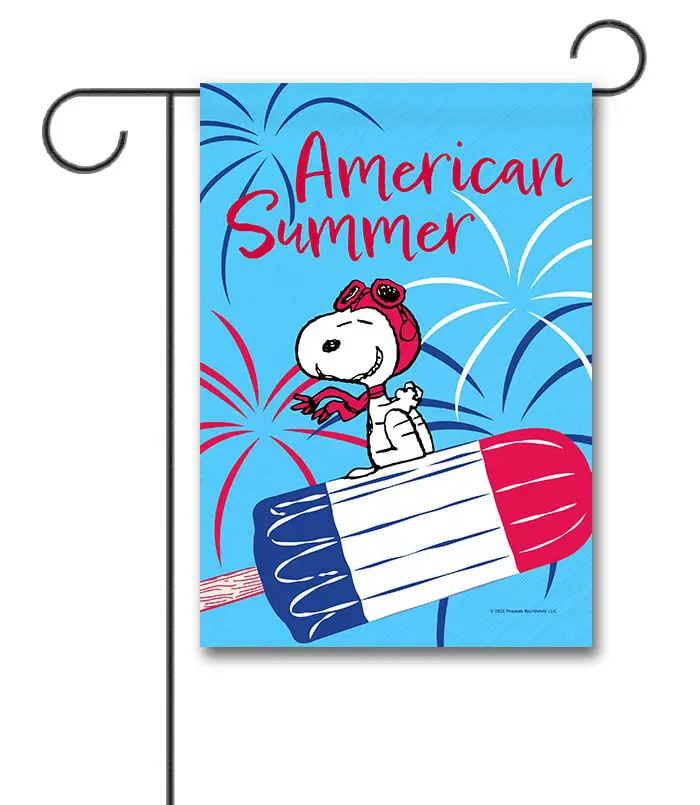 PEANUTS Snoopy Red Baron American Summer Popsicle Garden Flag ...