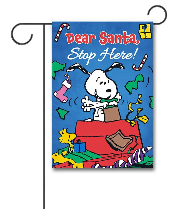 PEANUTS Santa, Stop Here Snoopy Garden Flag - Hearthtops Store