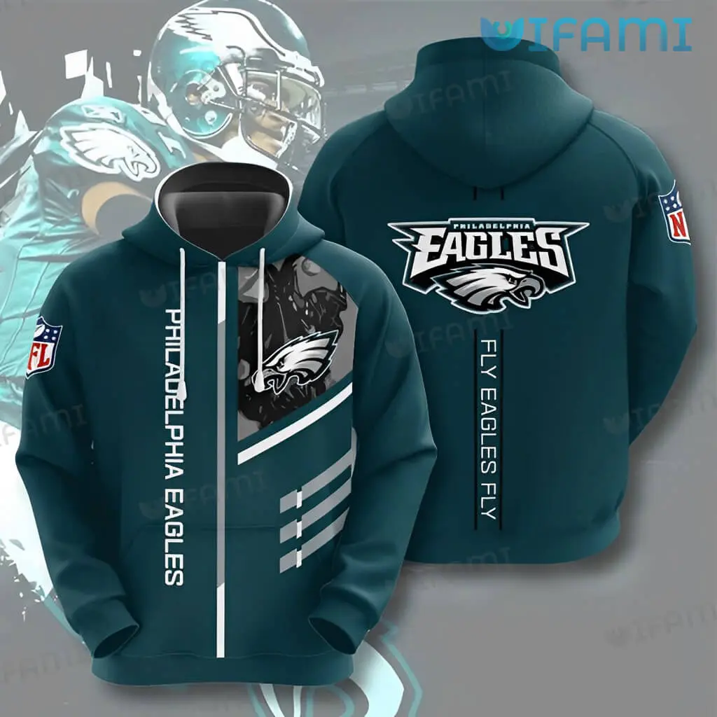 Philadelphia Eagles Hoodie 3D Fly Eagles Fly Green Logo Philadelphia ...