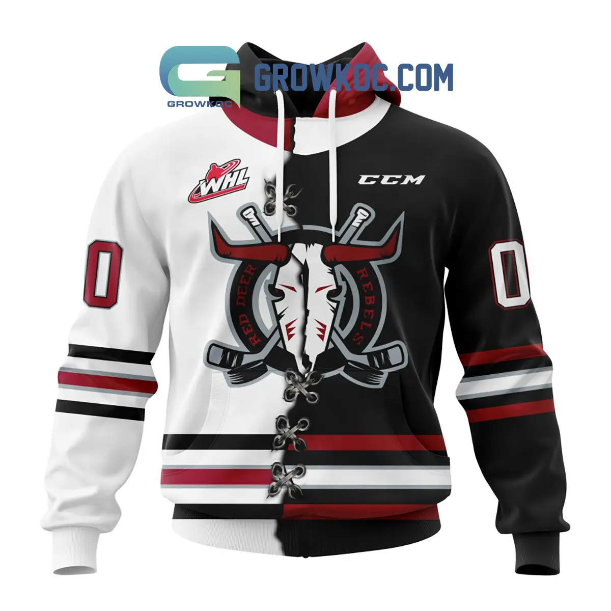 Red Deer Rebels Mix Home And Away Jersey Personalized Hoodie Shirt ...