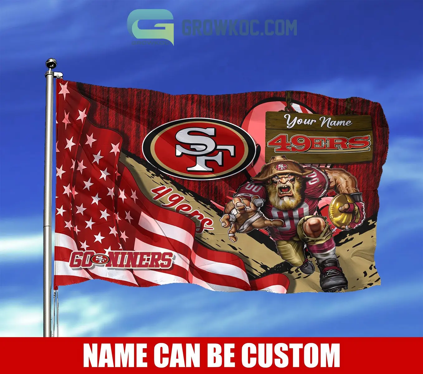 San Francisco 49ers NFL Mascot Slogan American House Garden Flag ...
