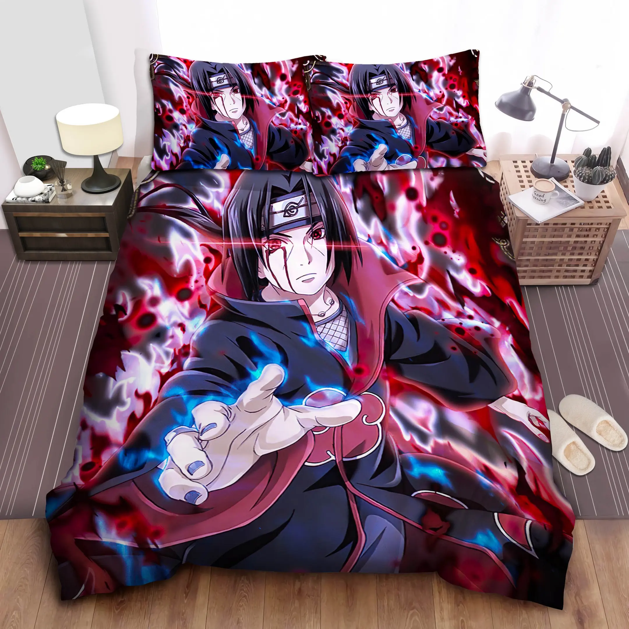 Amaterasu Flame Artwork Bedding Sets: Akatsuki Itachi Duvet Cover, Bed ...