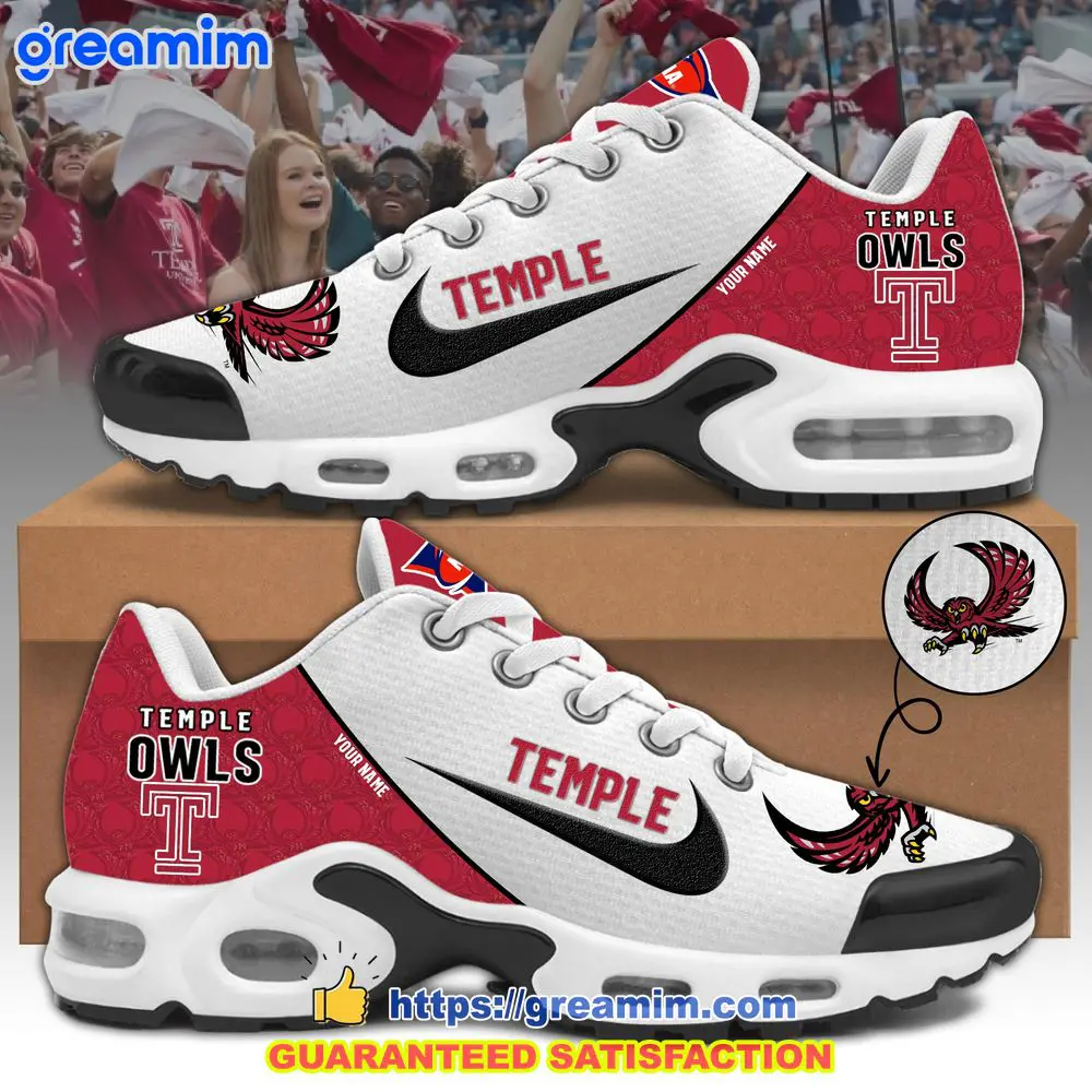 Temple Owls Custom Nike Air Max Plus Shoes, TN Shoes - Hearthtops Store