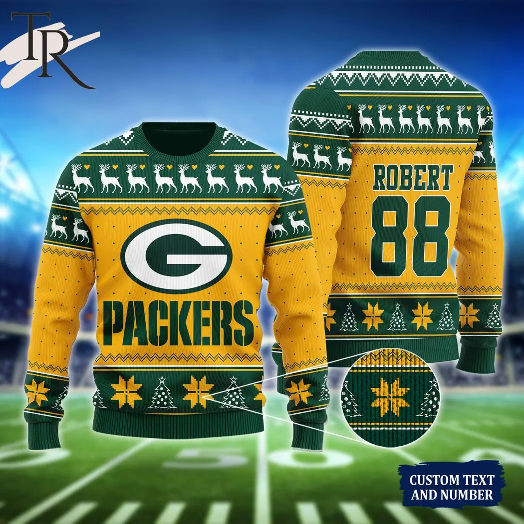 Green Yellow Green Bay Packers Christmas Gift Custom Number And Name ...